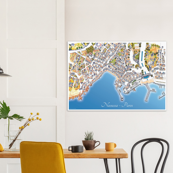 Naoussa Map, Paros, Greece - Color - Premium Semi-Glossy Paper Poster ...